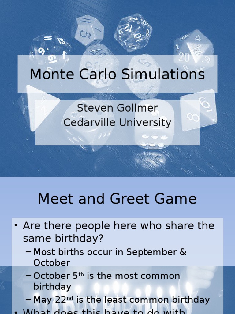 Monte Carlo Simulations | PDF | Probability Theory | Monte Carlo Method