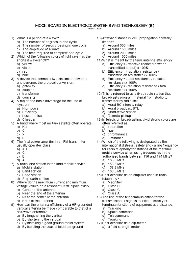 Mock Board Examination in Esat B | PDF