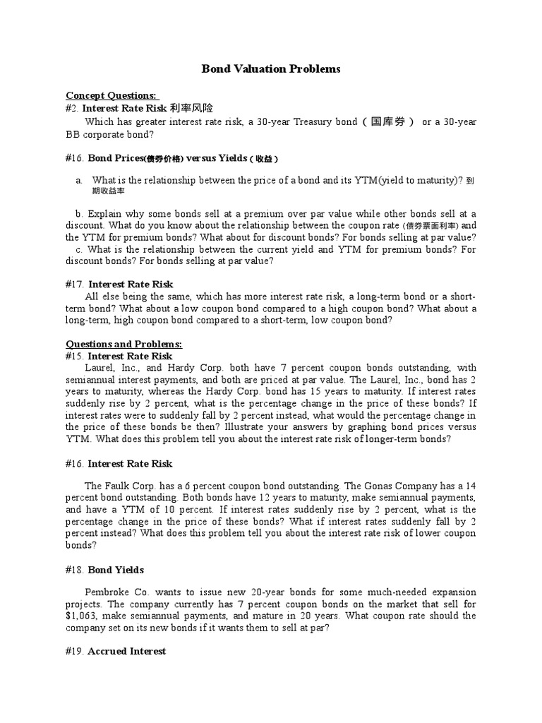 Bond Valuation Problems | Download Free PDF | Bonds (Finance) | Yield ...