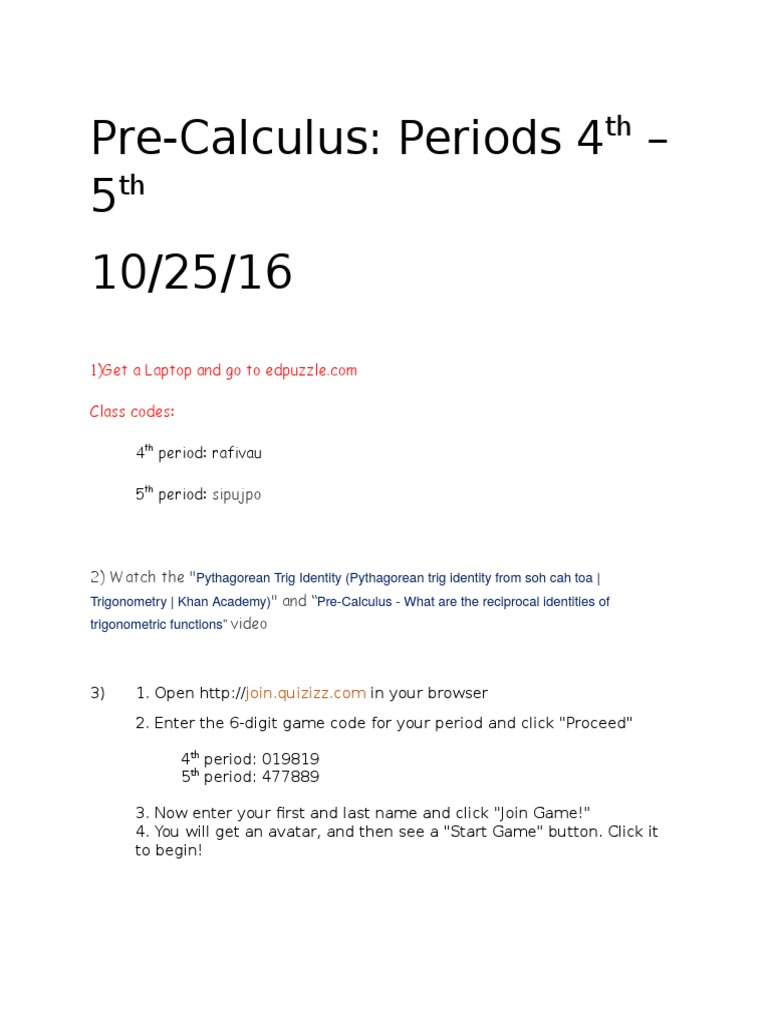 Homework Instructions 10-25-16 | PDF