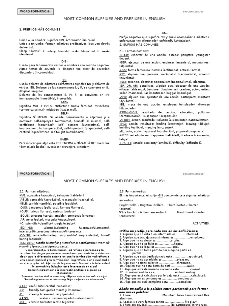Word Formation - Prefixes and Suffixes | PDF