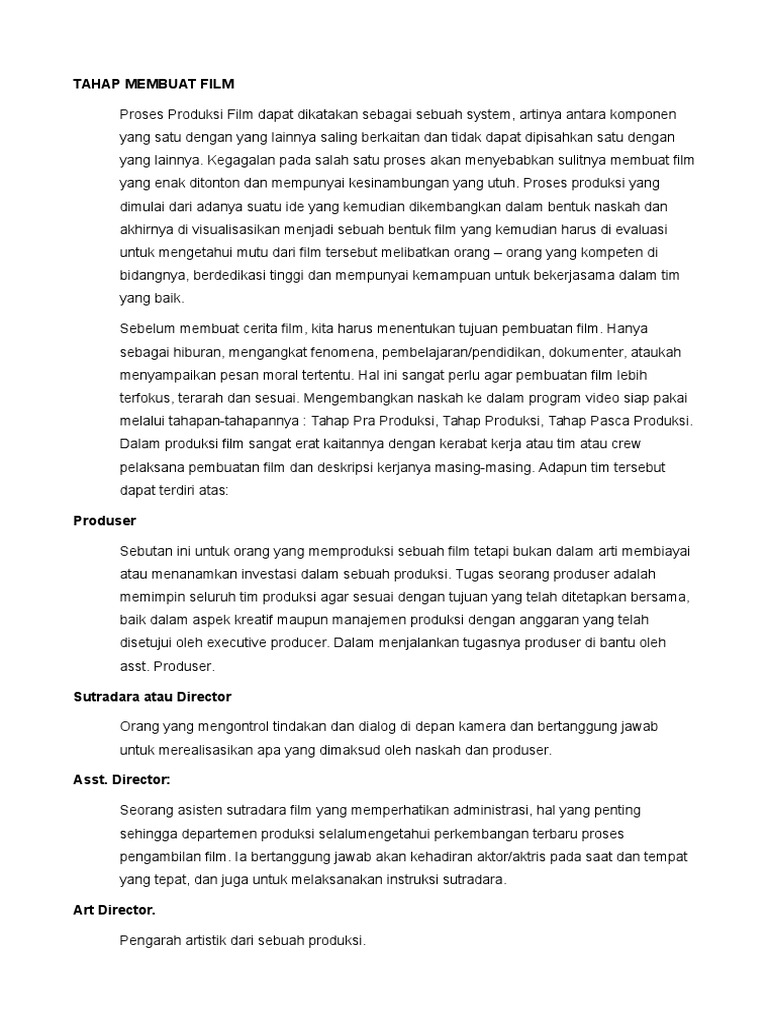 Tahap Pembuatan Film | PDF