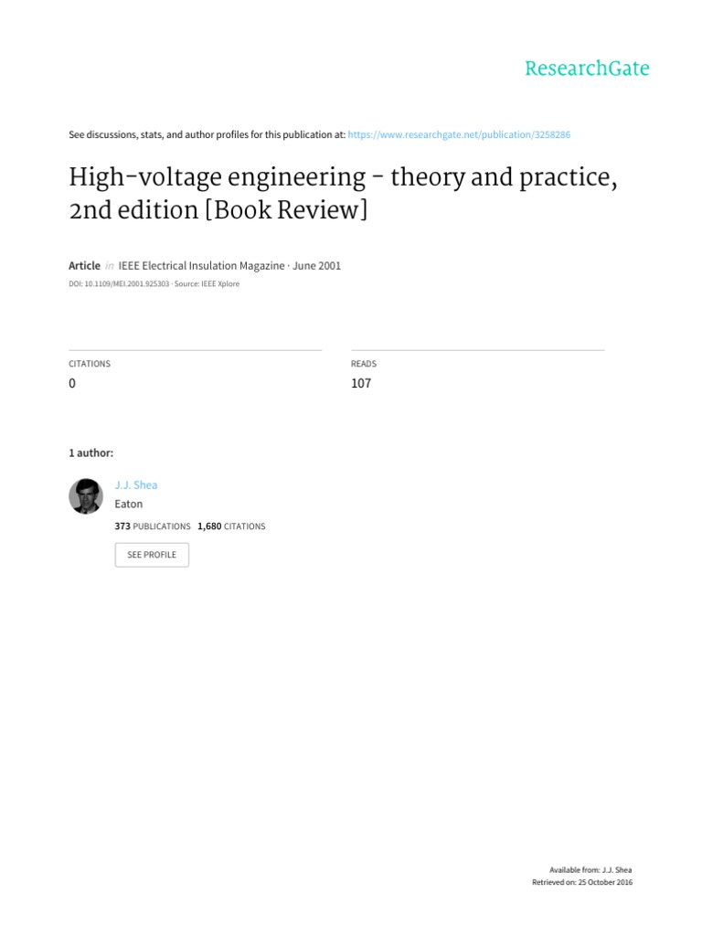 High-Voltage Engineering - Theory and Practice 2nd | PDF | Electrical ...