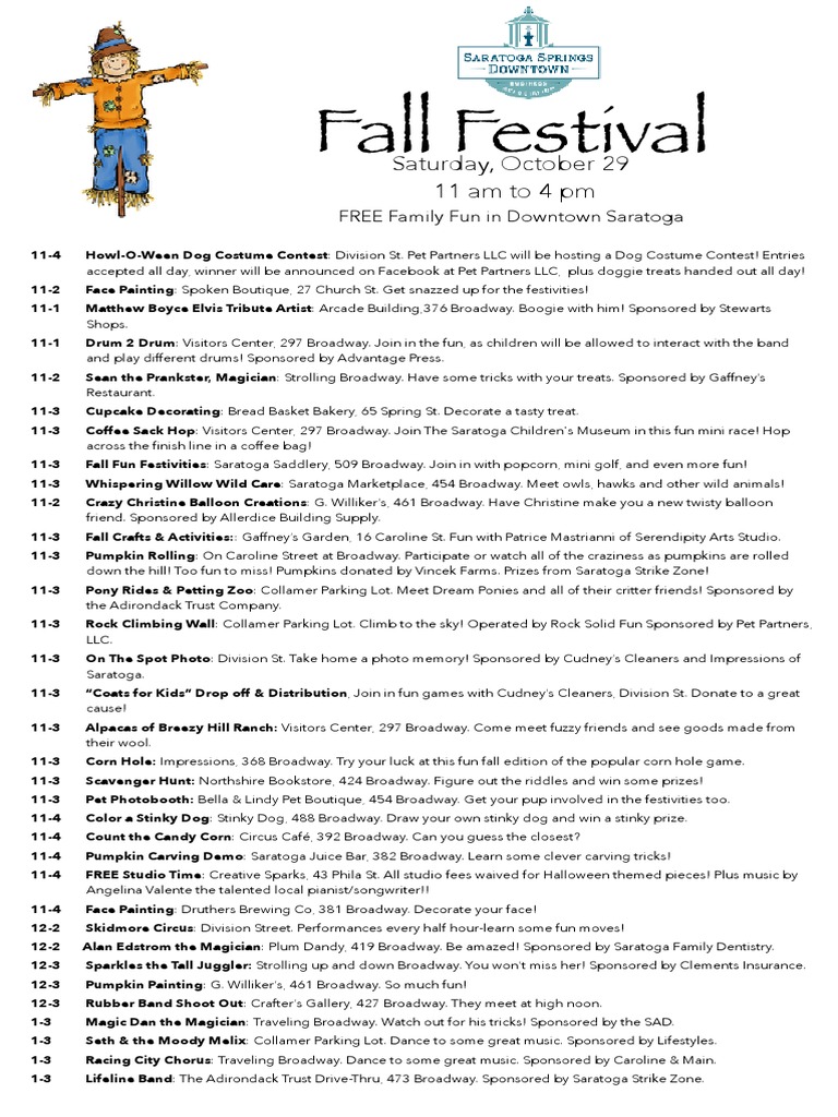 Fall Festival Schedule | PDF | Leisure