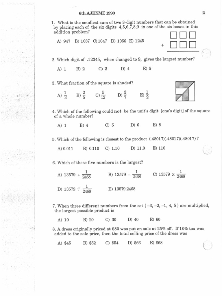 1990 Amc 8 Problem | PDF