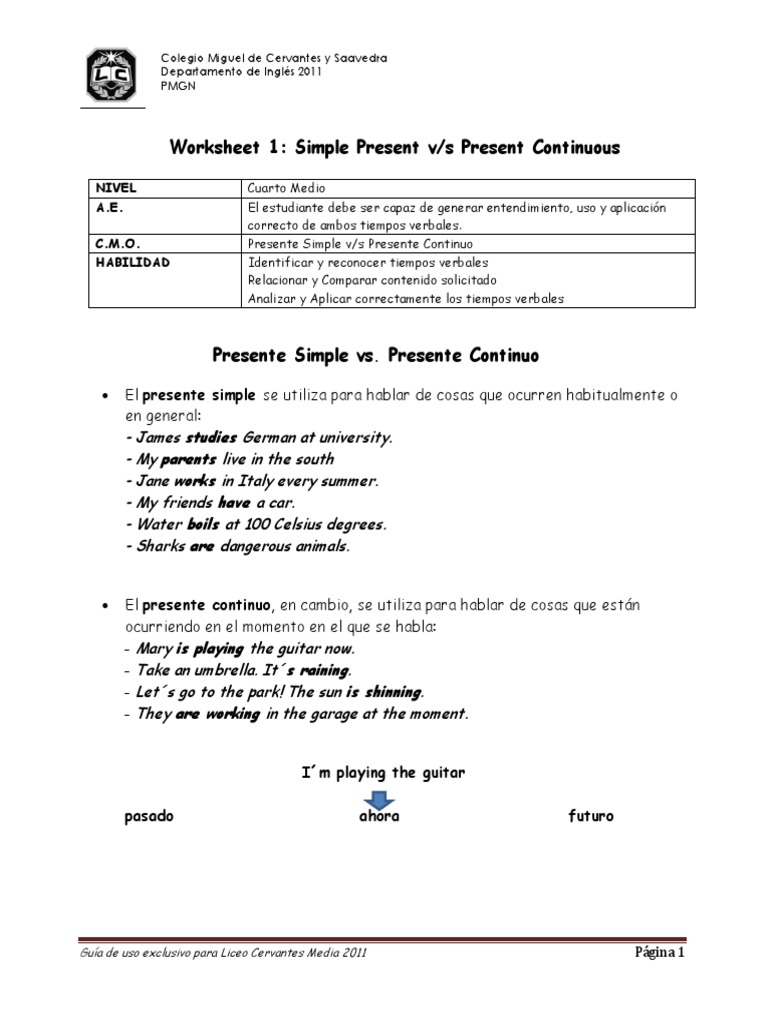 Presente Simple-Presente Continuo PDF | PDF