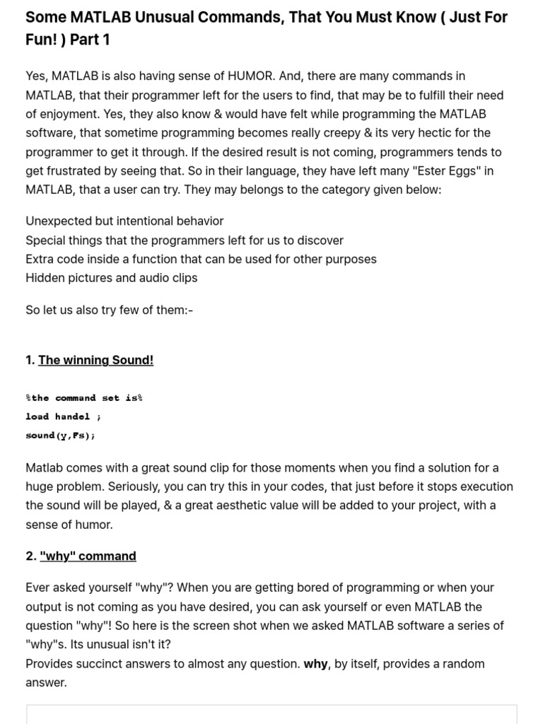 Digital IVision Labs! - Some MATLAB Unusual Commands, That You Must ...