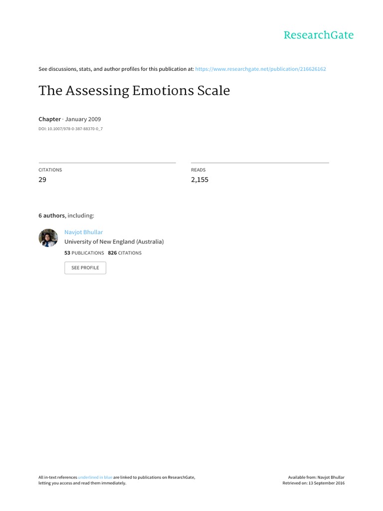 Assessing Emotions Scale Book Chapter | PDF | Emotional Intelligence ...