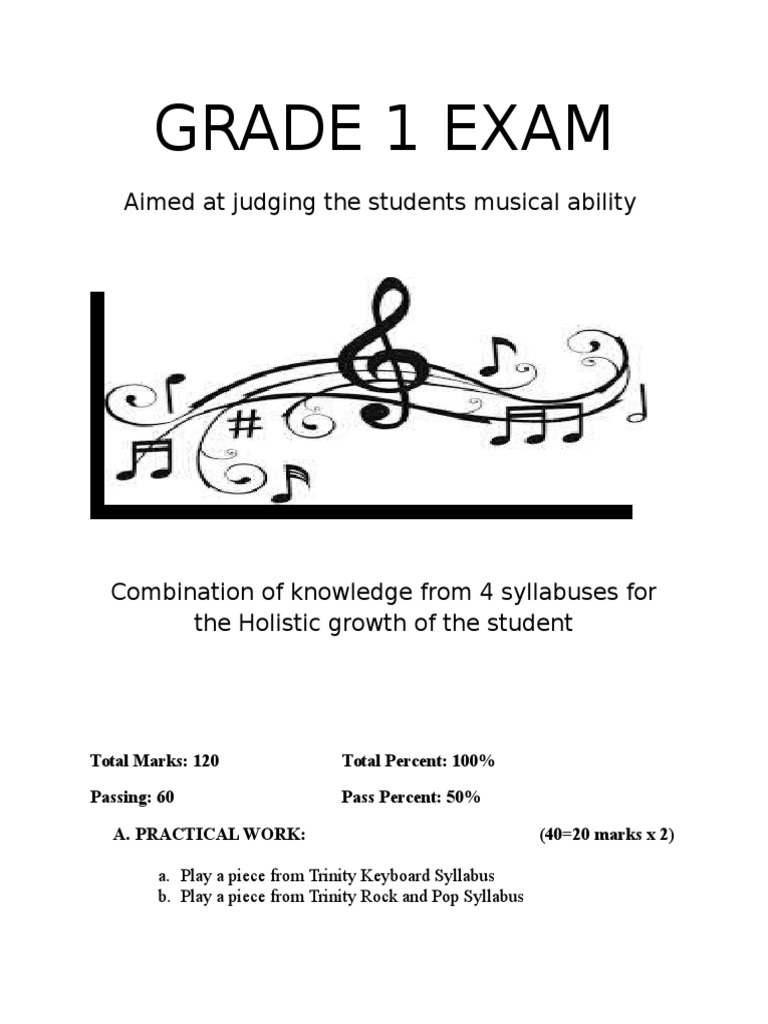 Music Exam Grade 1 | PDF