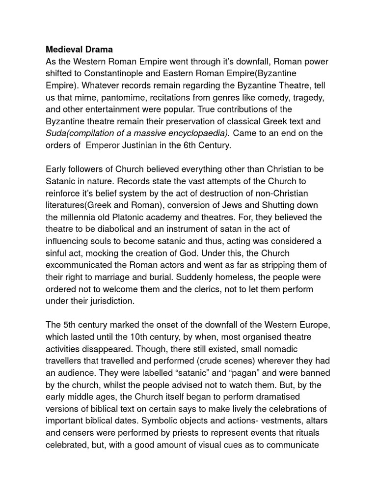 Evolution of Medieval Drama | PDF | Byzantine Empire | Theatre