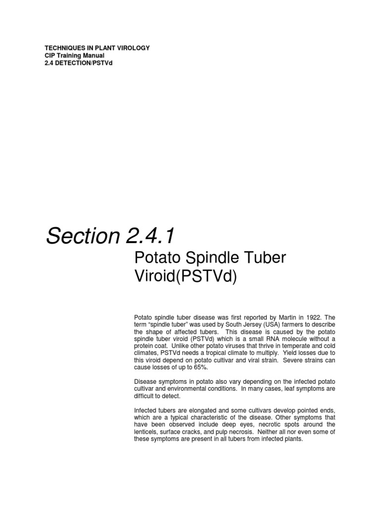 Potato Spindle Tuber Viroid (PSTVD) | PDF | Polyacrylamide Gel ...