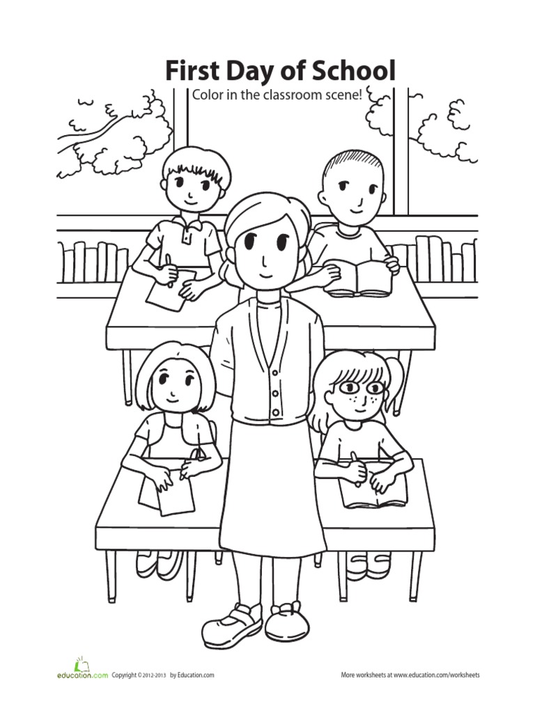 First Day School Coloring | PDF | Language Arts & Discipline