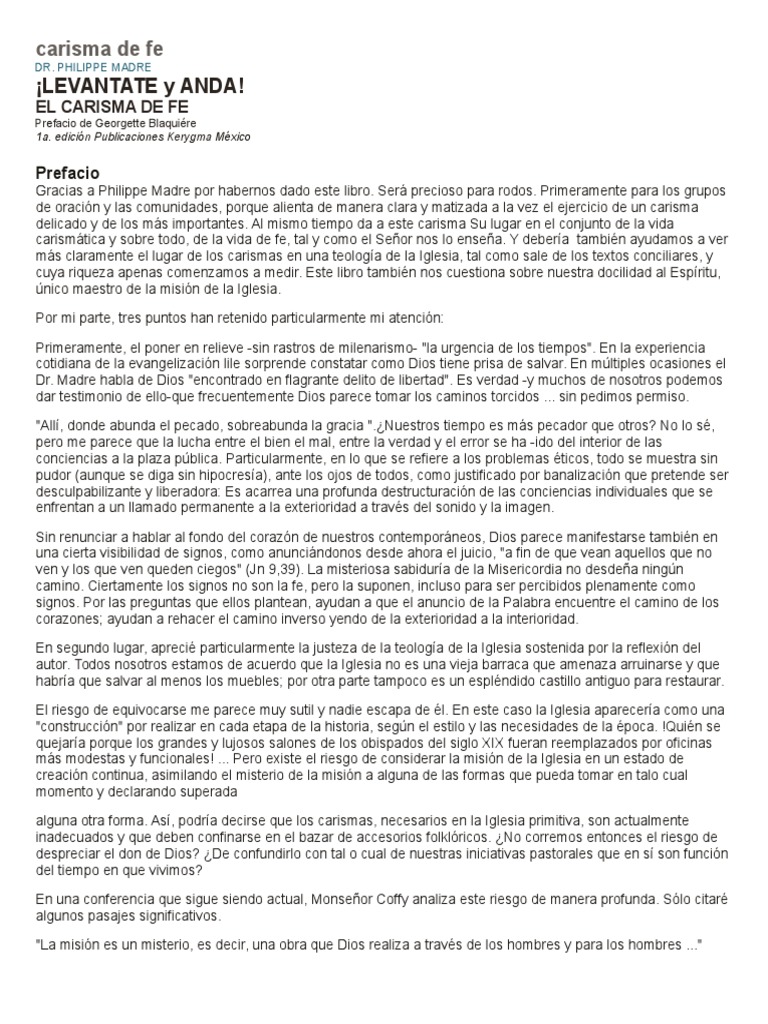 Philippe Madre Carisma de Fe Levantate y Anda | PDF | Cristo (título) | Fe