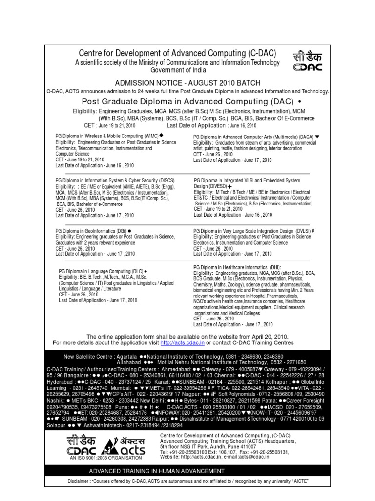 CDAC | PDF | Engineering | Information And Communications Technology