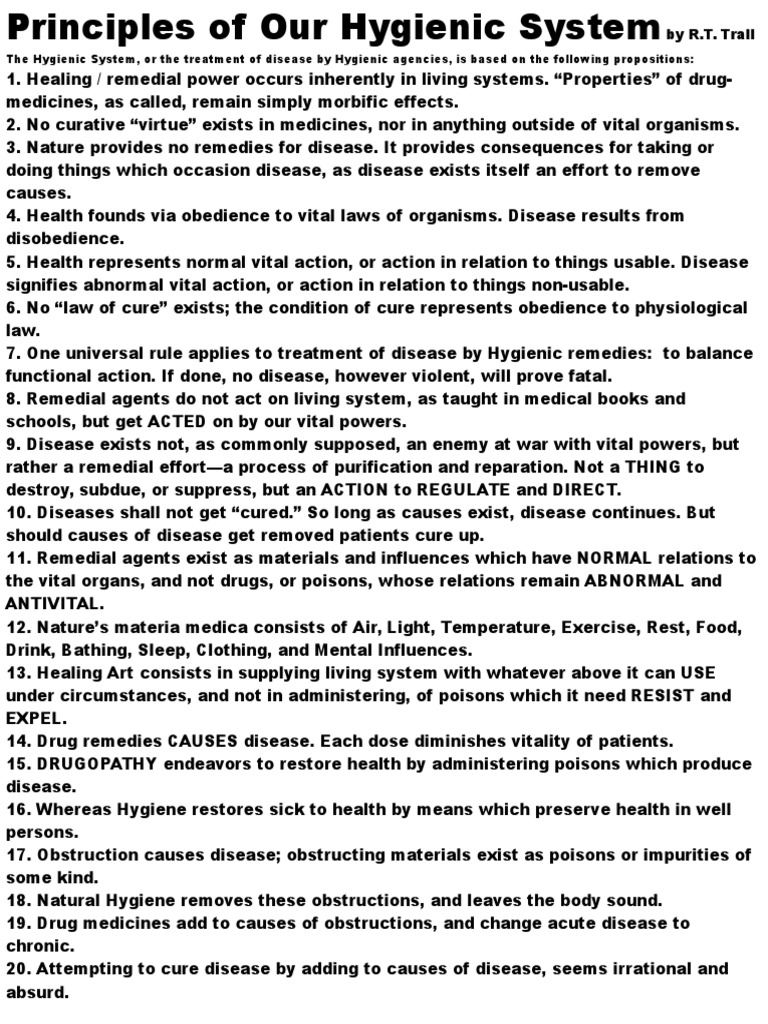 Principles of Our Hygienic System | PDF | Hygiene | Pharmaceutical Drug