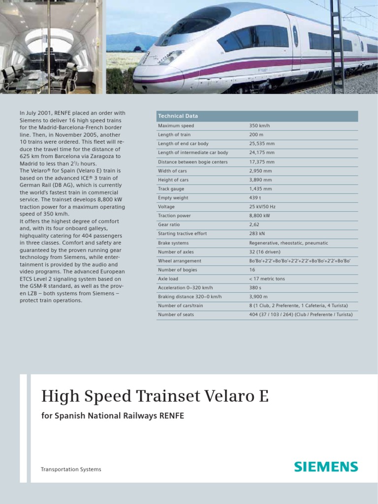 Velaro RENFE | Download Free PDF | Train | High Speed Rail