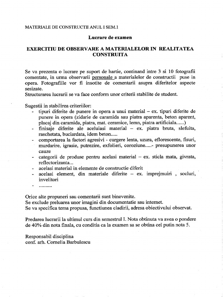 Lucrare Examen Materiale de Constructii | PDF