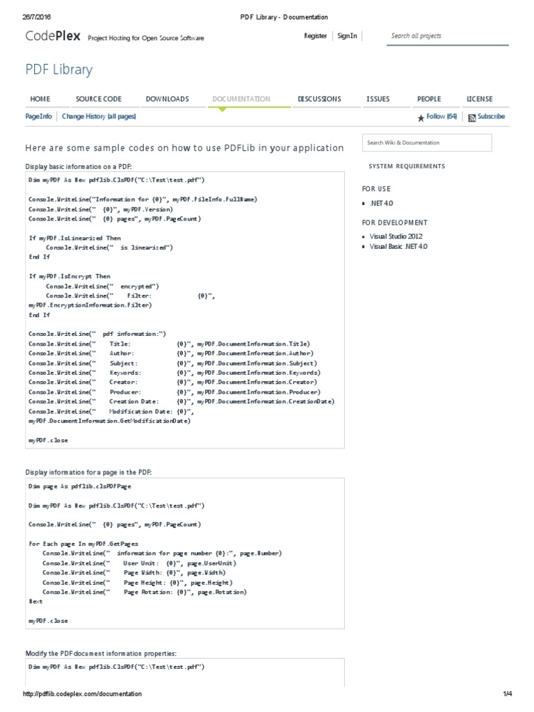 PDF Library - Documentation | PDF | Visual Basic .Net | Command Line ...