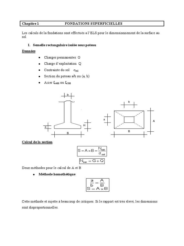 Chapitre 1 Fondations Superficielles 1 | PDF | Fondation (construction) | Génie géotechnique