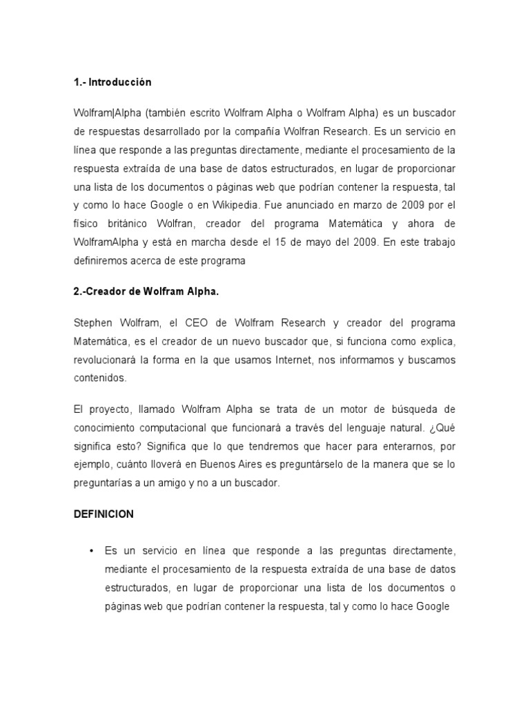 Wolfran Alpha | PDF | Áreas de informática | Informática