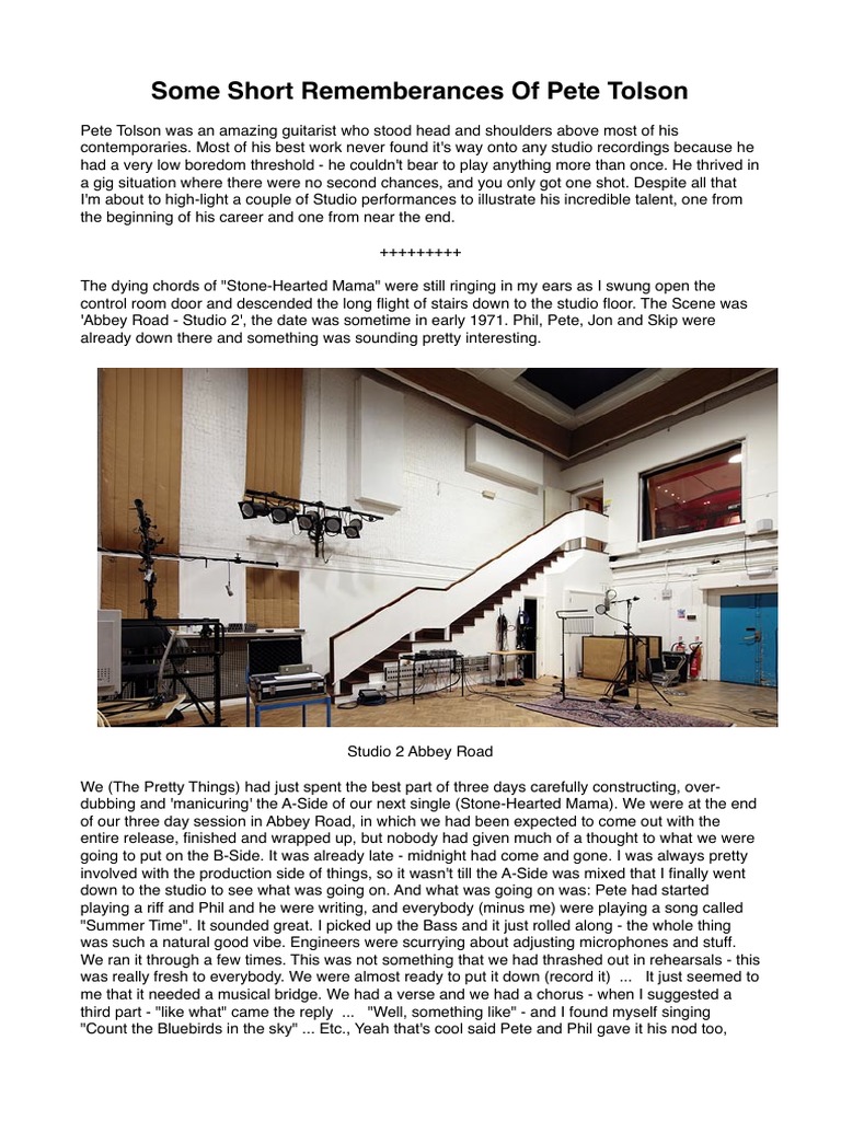 A Pete Tolson Tribute | PDF | Rock Music | Leisure