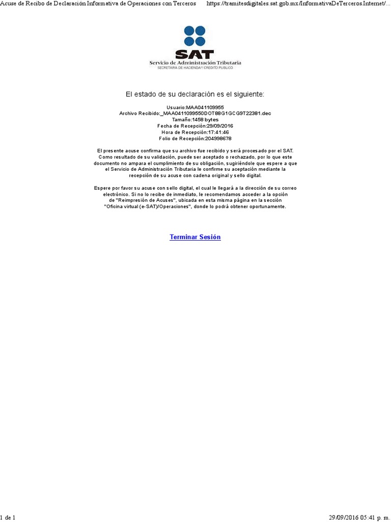 Acuse Envio | PDF