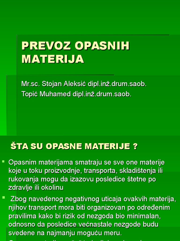 Prevoz Opasnih Materija | PDF
