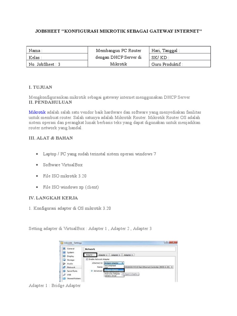 JOBSHEET 3 Mikrotik | PDF | Komputer