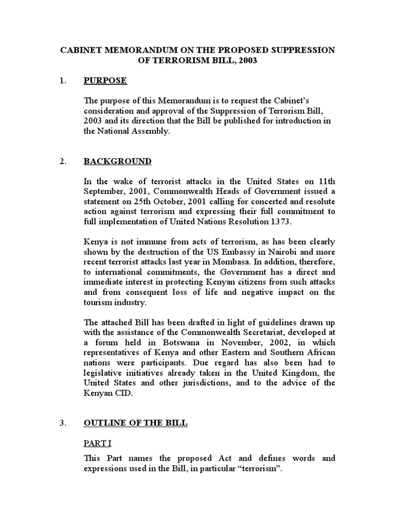 Cabinet Memorandum On Terrorism | Download Free PDF | Extradition ...