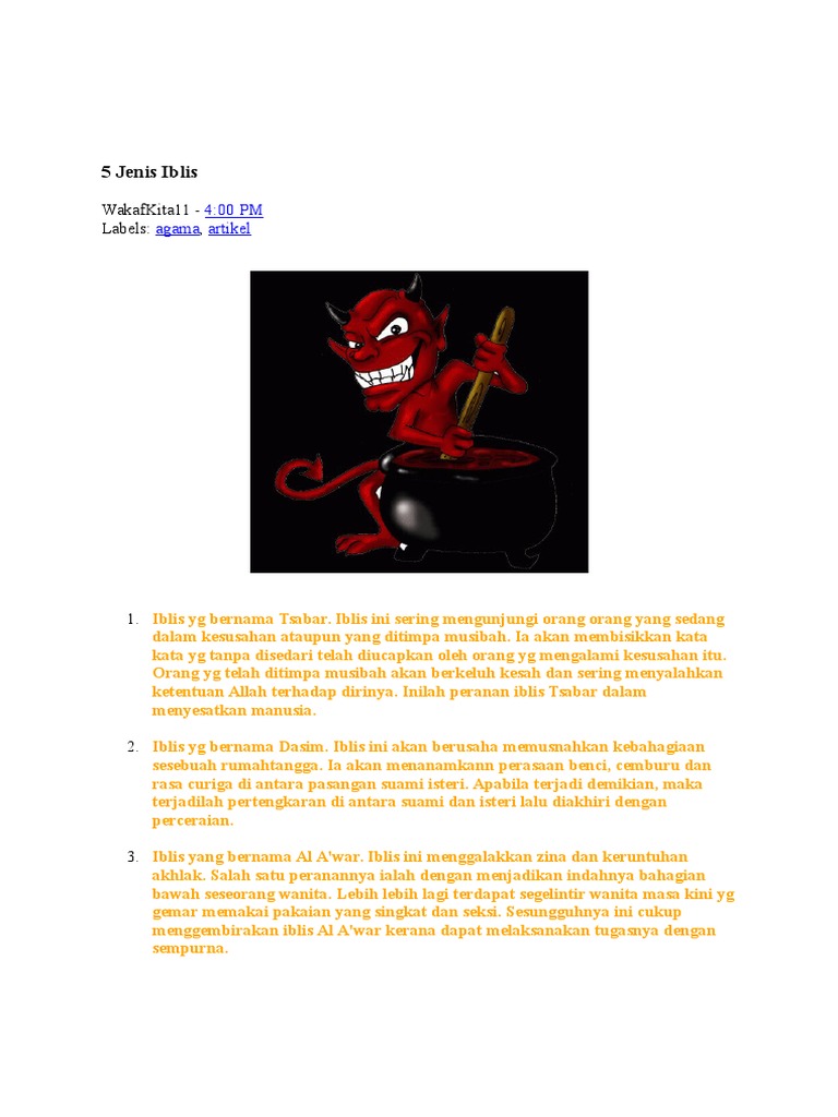 5 Jenis Iblis | PDF