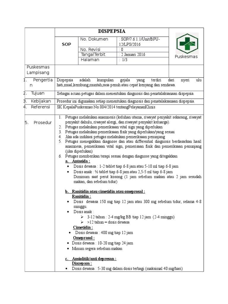 7.6.1.1 Sop Dispepsia | PDF