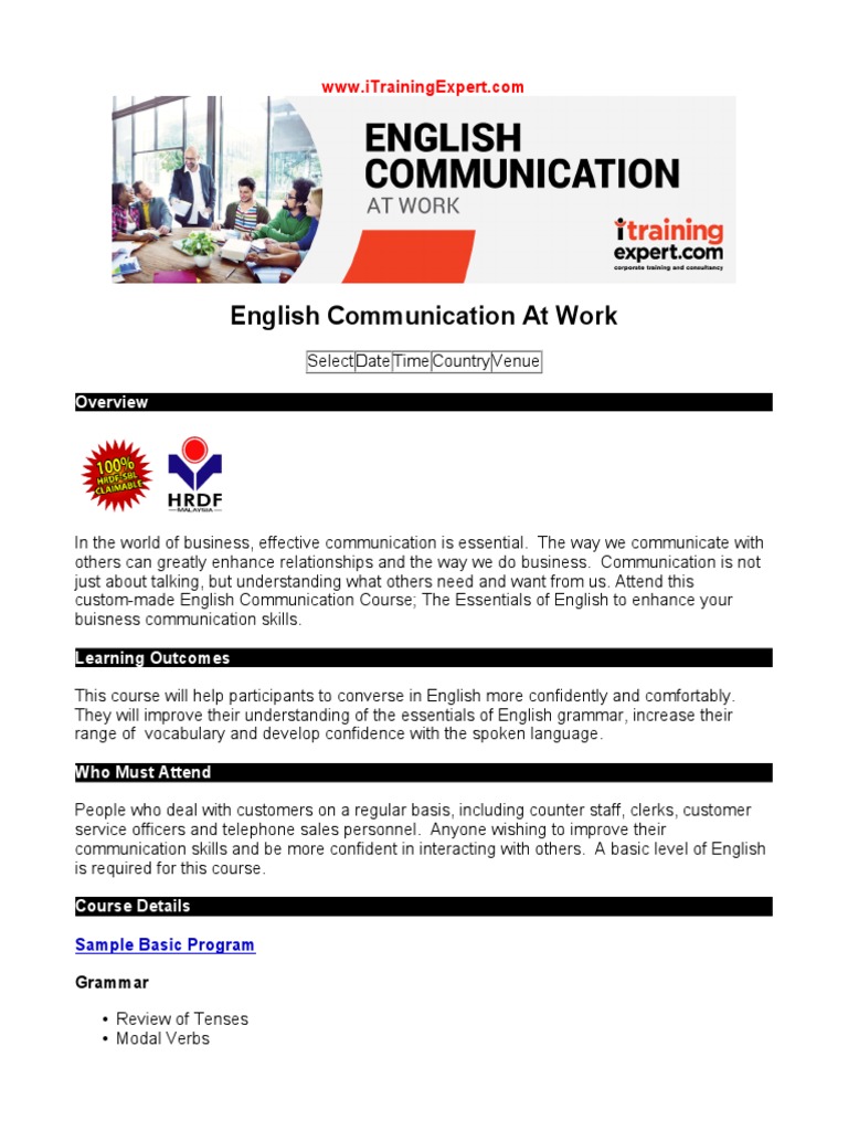 Business English Communication Course | PDF | English Language ...
