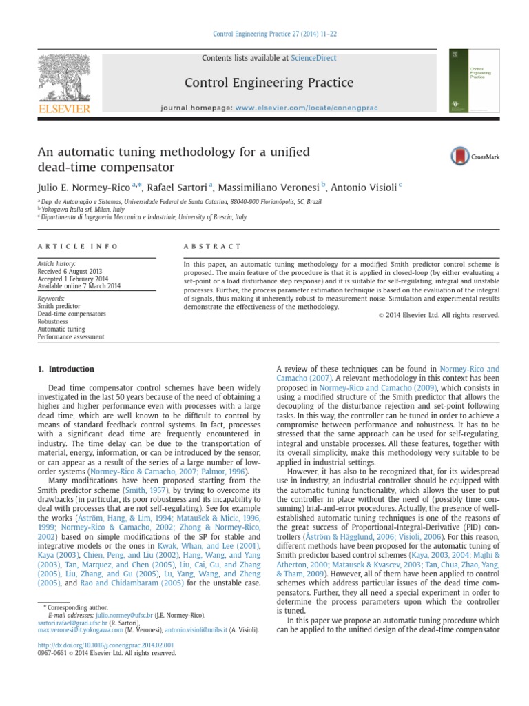 An Automatic Tuning Methodology For A Unified Dead-Time Compensator (2014) | PDF | Robust ...