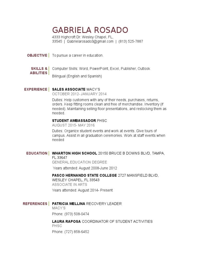 Gaby Resume 2 | PDF | Career & Growth
