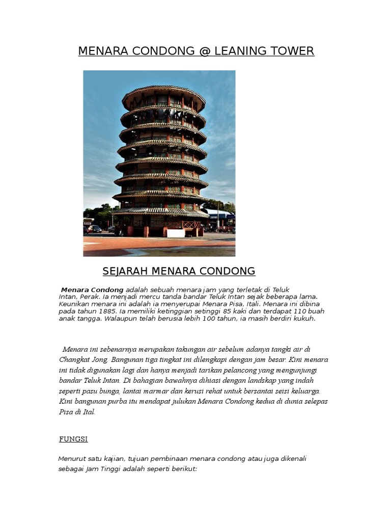 Sejarah Menara Condong Teluk Intan | PDF