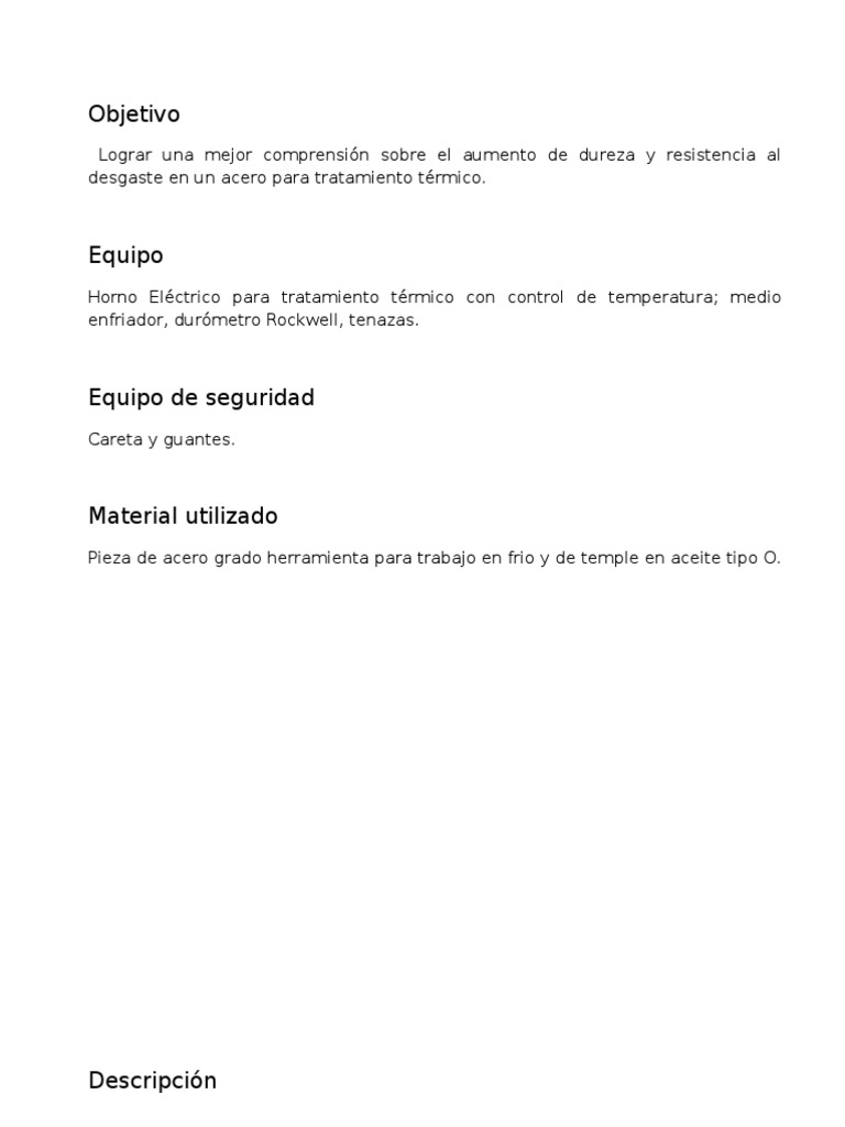 Practica 5 Procesos | PDF | Tratamiento a base de calor | Acero