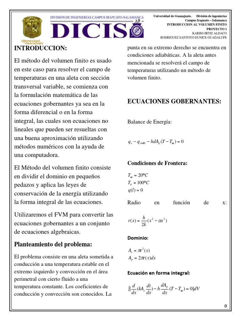 Proyecto 1 Simulacion Por El Metodo Del Volumen Finito | PDF | Análisis ...