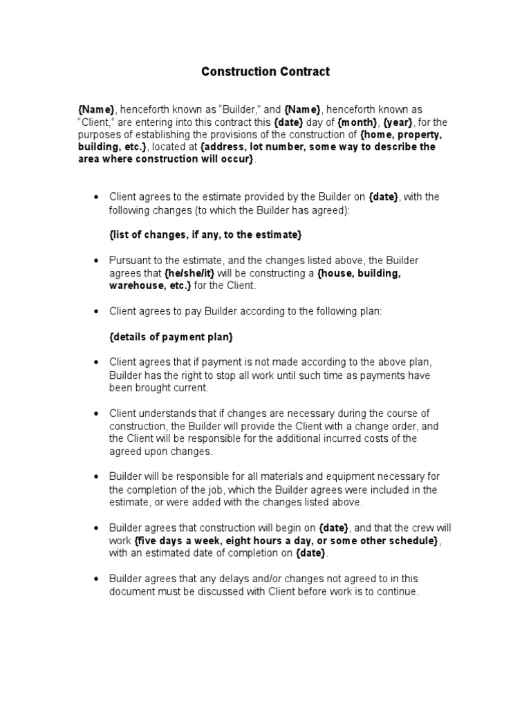 Construction Contract | PDF | General Contractor | Private Law