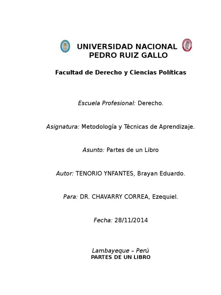 Partes de Un Libro Informe | PDF | Libros | Publicación