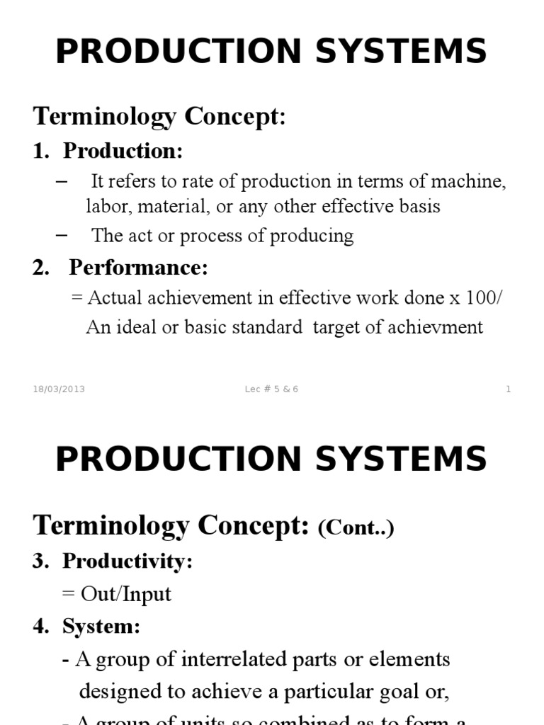 An Introduction to Production System Terminology, Classifications, and ...