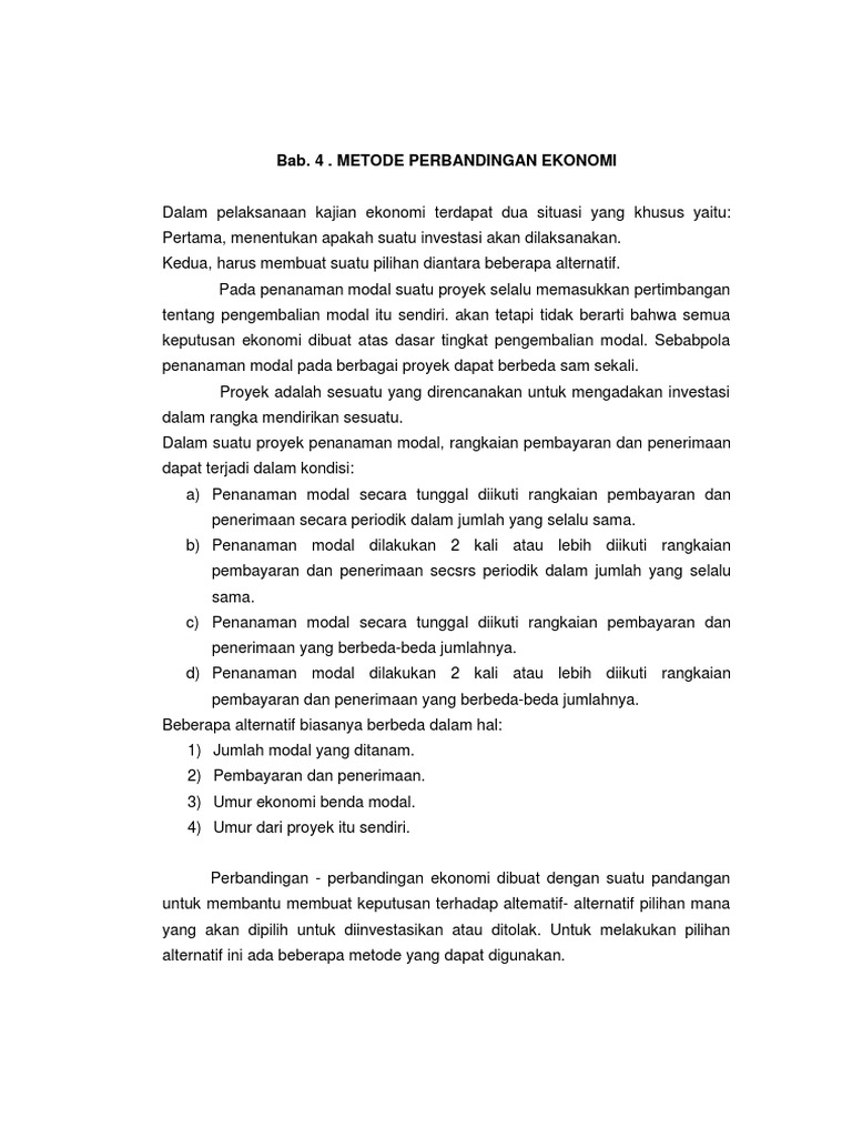 Metode Perbandingan Ekonomi | PDF | Bisnis | Pengelolaan Keuangan & Uang