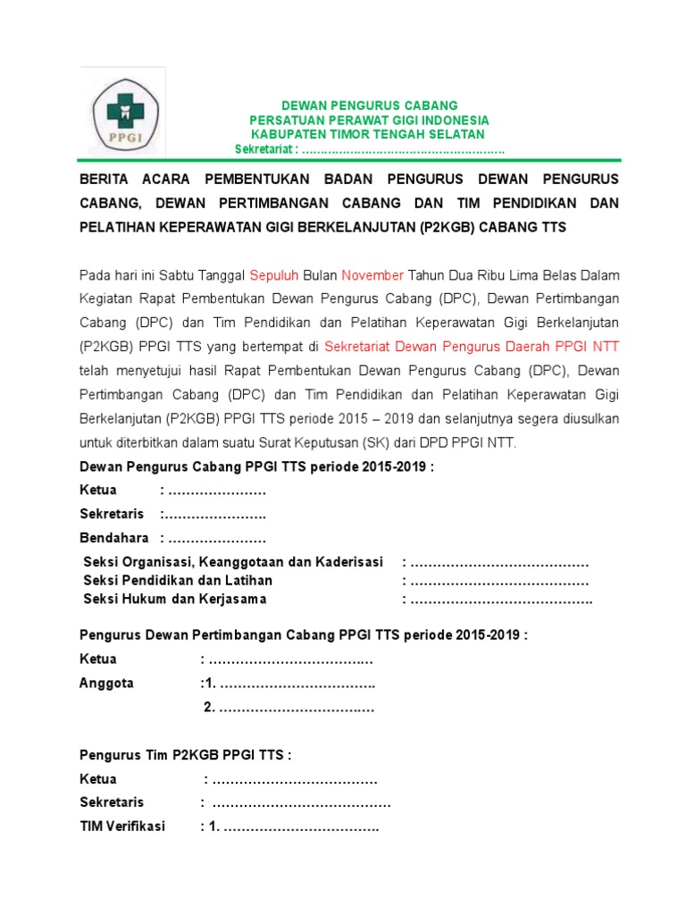 Contoh Berita Acara Pembentukan Pengurus DPC | PDF