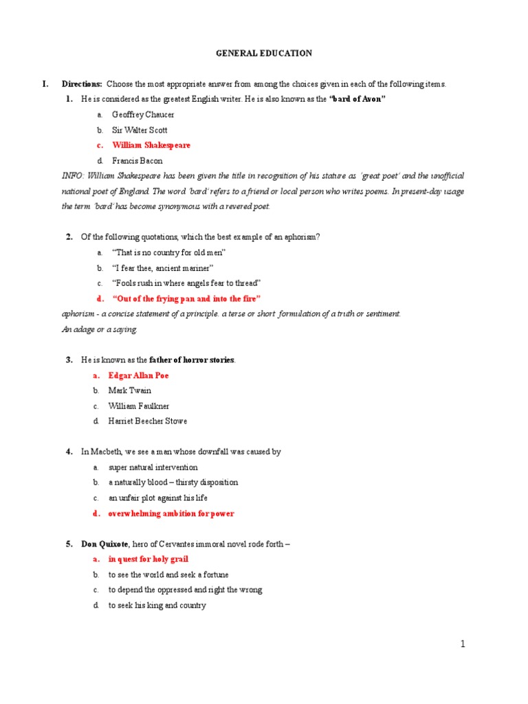 Sample Exam - General Education | PDF | Nature