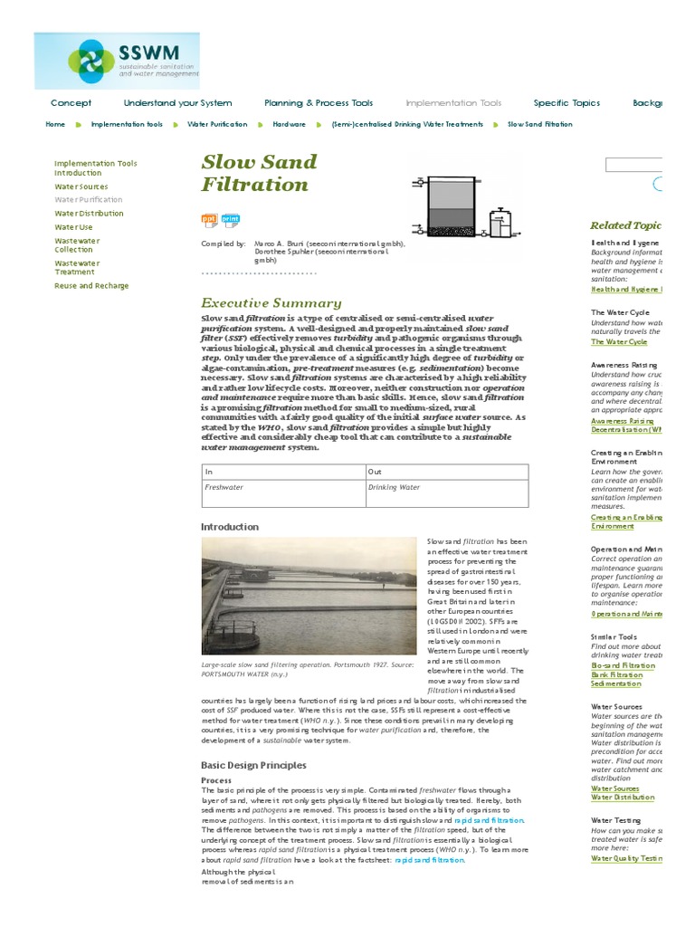 Slow Sand Filtration in Water Treatment | PDF | Water Purification ...