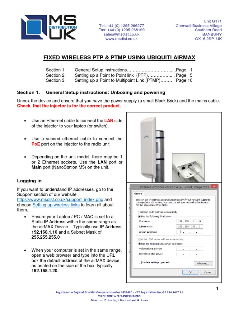 AirMAX Device Setup PTP and PTMP v1.1 | PDF | Wireless Access Point ...
