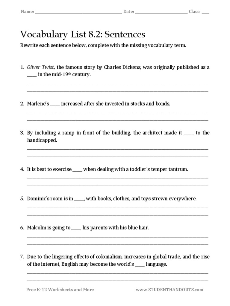 Vocabulary Building: Filling in the Blanks with Missing Terms | PDF