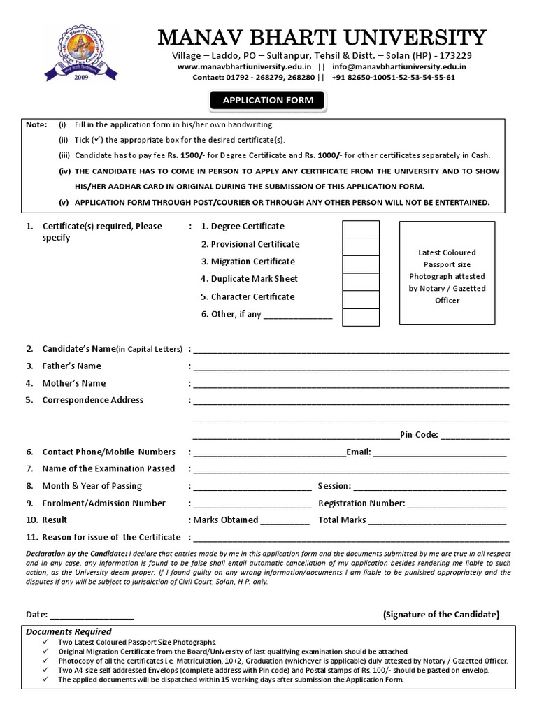 Certificate Issue Form | PDF