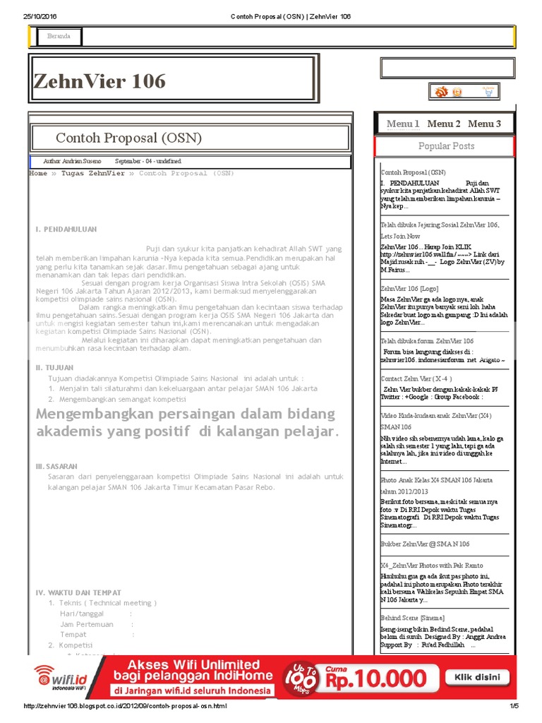 Contoh Proposal (OSN) - ZehnVier 106 | PDF