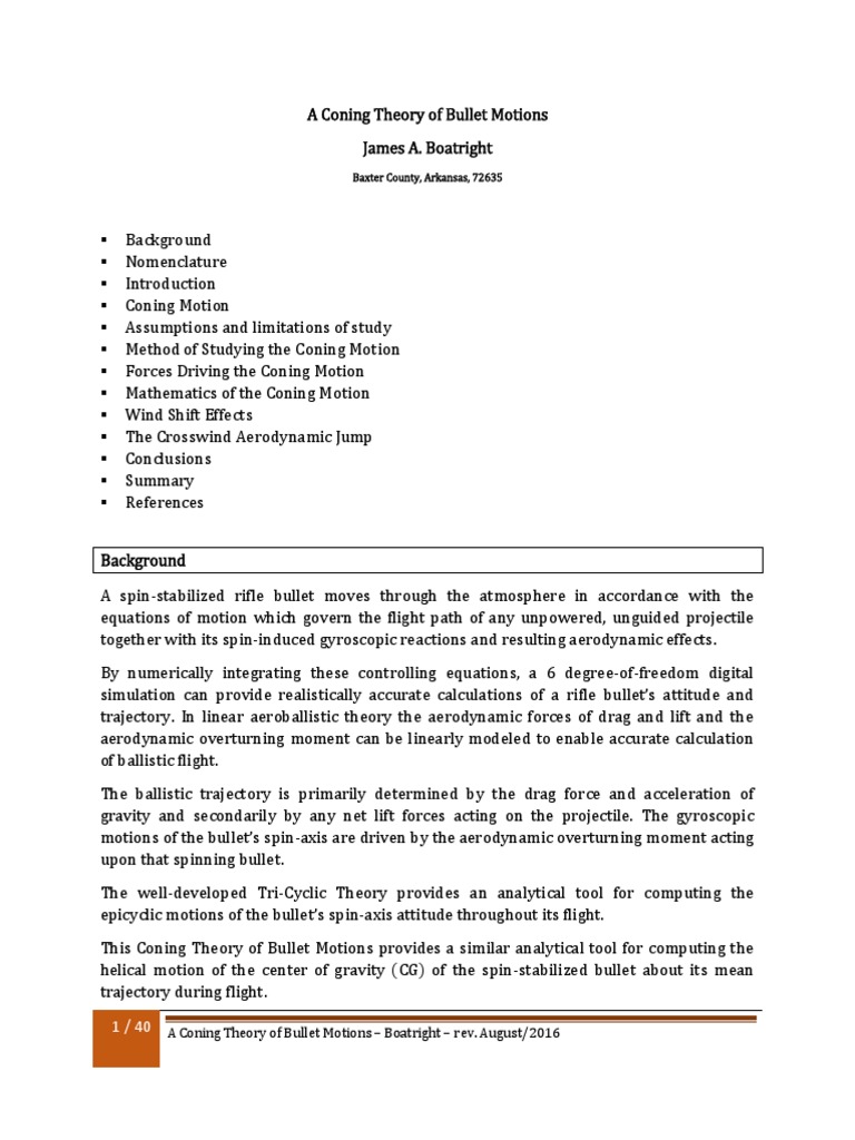 A Coning Theory of Bullet Motions | PDF | Rotation Around A Fixed Axis ...