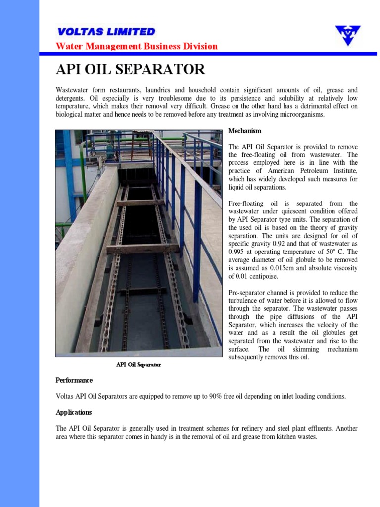 Equipment Catalogue API Oil Separator | PDF | Sewage Treatment | Petroleum